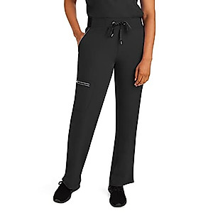 Healing Hands Womens Scrubs Pants 6 Pocket HH360 9151 Nisha Waistband Drawstring Premium Scrub Pant Athletic Design Black L