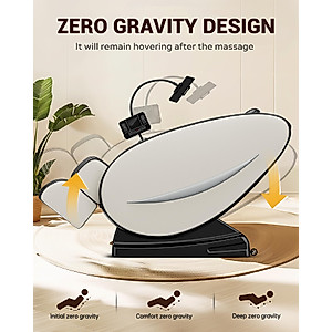 BILITOK Massage Chair Recliner with Zero Gravity, Full Body Massage Chair with Heating, Bluetooth Speaker, Airbags, Foot Roller, Touch Screen, Space-Saving for Office,Faux Leather (White)