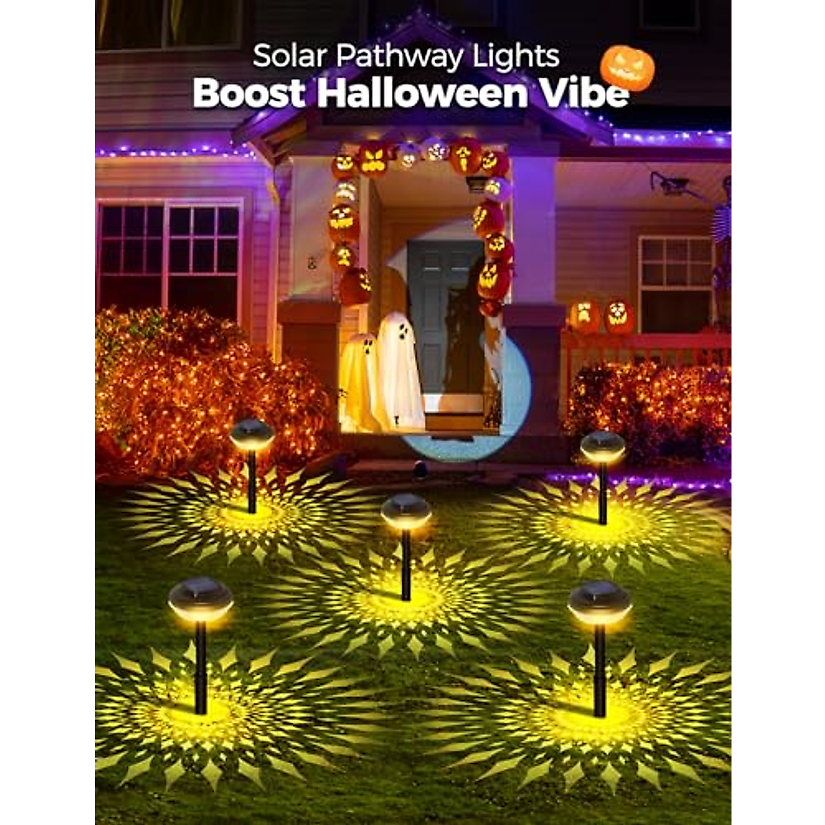 Staffzille Solar Pathway Lights 8 Pack, Solar Lights Outdoor Waterproof IPX5, 200lm Brightness Up to 10 Hours Auto On/Off Decorative Solar Lights for Outside Garden, Landscape, Yard, Patio, Driveway