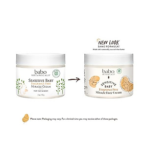Babo Botanicals Sensitive Baby Fragrance-Free Miracle Cream - Face & Body Moisturizer - For Sensitive Skin - Calendula, Shea Butter, Coconut Oil - EWG Verified - Fragrance-Free - For Babies & Kids
