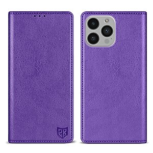 ZZXX for iPhone 14 Pro Wallet Case with [RFID Blocking] Card Slot Stand Strong Magnetic Leather Flip Fold Protective Phone Case for iPhone 14 Pro Case Wallet(Purple-6.1 inch)