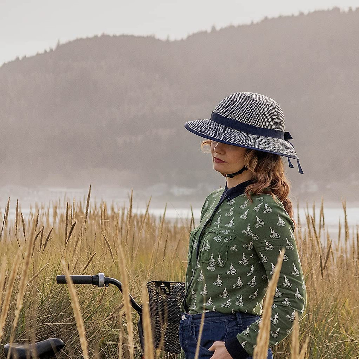 Straw Hat Bike Helmet Shibori Blue Cover Only (Shibori Blue, M - US Small)