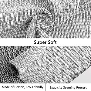 EARTHALL Upgraded Boho Area Rug 4'x6', Patio Rugs, Light Grey, 100% Woven Cotton Washable Grey Outdoor Rug 4x6 for Farmhouse Decor, Braided Rug for Kitchen/Living Room/Bathroom