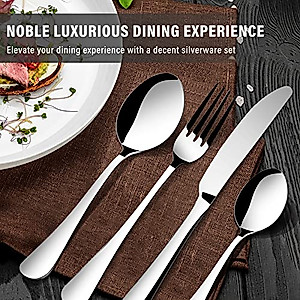 40 Piece Silverware Set, Premium Silverware Cutlery Set Stainless Steel Flatware Sets Service for 8, Spoons Forks Knifes Utensils Tableware Sets for Home, Dishwasher Safe