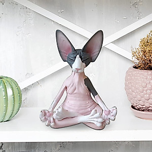 Cat Figurines Home Decor, Resin Sculpture Buddha Meditation Statue Knick Knacks Yoga Animal Cats Model Art Sculpture Micro Landscape Decoration for Garden Home Office Cat Lovers (Flower)