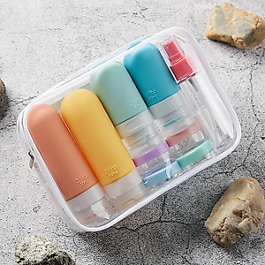 DEPOZA 16 Pack Travel Bottles Set - TSA Approved Leak Proof Silicone Squeezable Containers for Toiletries, Conditioner, Shampoo, Lotion & Body Wash Accessories (16 pcs/White Pack)