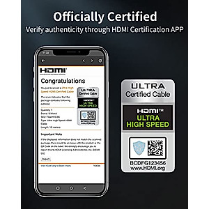 Silkland Certified 8K Fiber Optic HDMI 2.1 Cable 33ft, [in-Wall Safe] 4K 144Hz/120Hz HDMI Cord, 48Gbps, HDR10, eARC, Dolby Vision Atmos Compatible with PS5, Xbox, Soundbar, AV Receiver, RTX 3090/3080