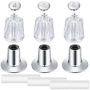 HyqehrtYazc Shower Knob Replacement 3 Pieces Acrylic Hot and Cold Handles Compatible with Price Verve Windsor Tub and Shower Faucets, Clear Bathtub Faucet Handles Replacement