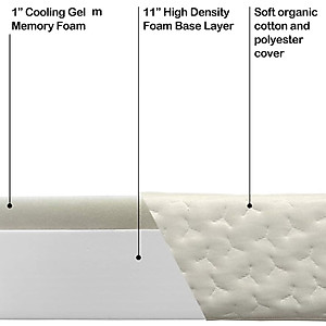 Foamma 12" x 48" x 80" Memory Foam Mattress for RV with Water Resistant Organic Cotton Cover, Firm High Density Foam Base, USA Made, CertiPUR-US Certified Foam