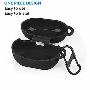 Haotop Anti-Lost & Shockproof Protective Silicone Case Compatible with JBL Tune 115TWS (Black)