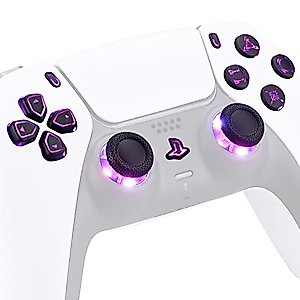 eXtremeRate Multi-Colors Luminated Dpad Thumbstick Share Home Face Buttons for PS5 Controller, Black Classical Symbols Buttons DTF V3 LED Kit for PS5 Controller - Controller NOT Included