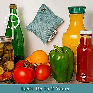 Moso Natural Air Purifying Bag for the Refrigerator and Freezer. (2 Pack) A Scent Free Odor Eliminator and Produce Saver