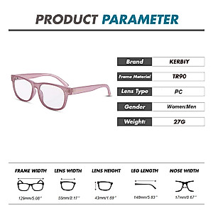 KERBIY Blue Light Blocking Glasses for Women Men,Computer Reading Glasses Anti Eye Strain Headache,Blue Ray Filter Glasses UV400 Clear Lens(Pink)