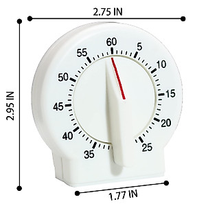 Kitchen Timer, 60 Minutes Mechanical Timer Clock for Cooking with Bell Alarm Clock, No Battery Needed, Light and Convenient White