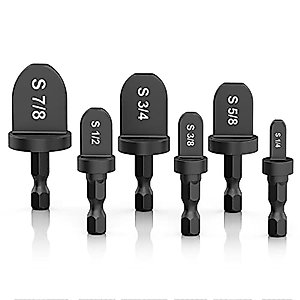 6pcs Hex Handle HVAC Tools Air Conditioner Copper Pipe Swaging Tool Round Handle Tube Expander Drill Bit Repairing Set with 1/4, 3/8, 1/2, 5/8, 3/4 Bits