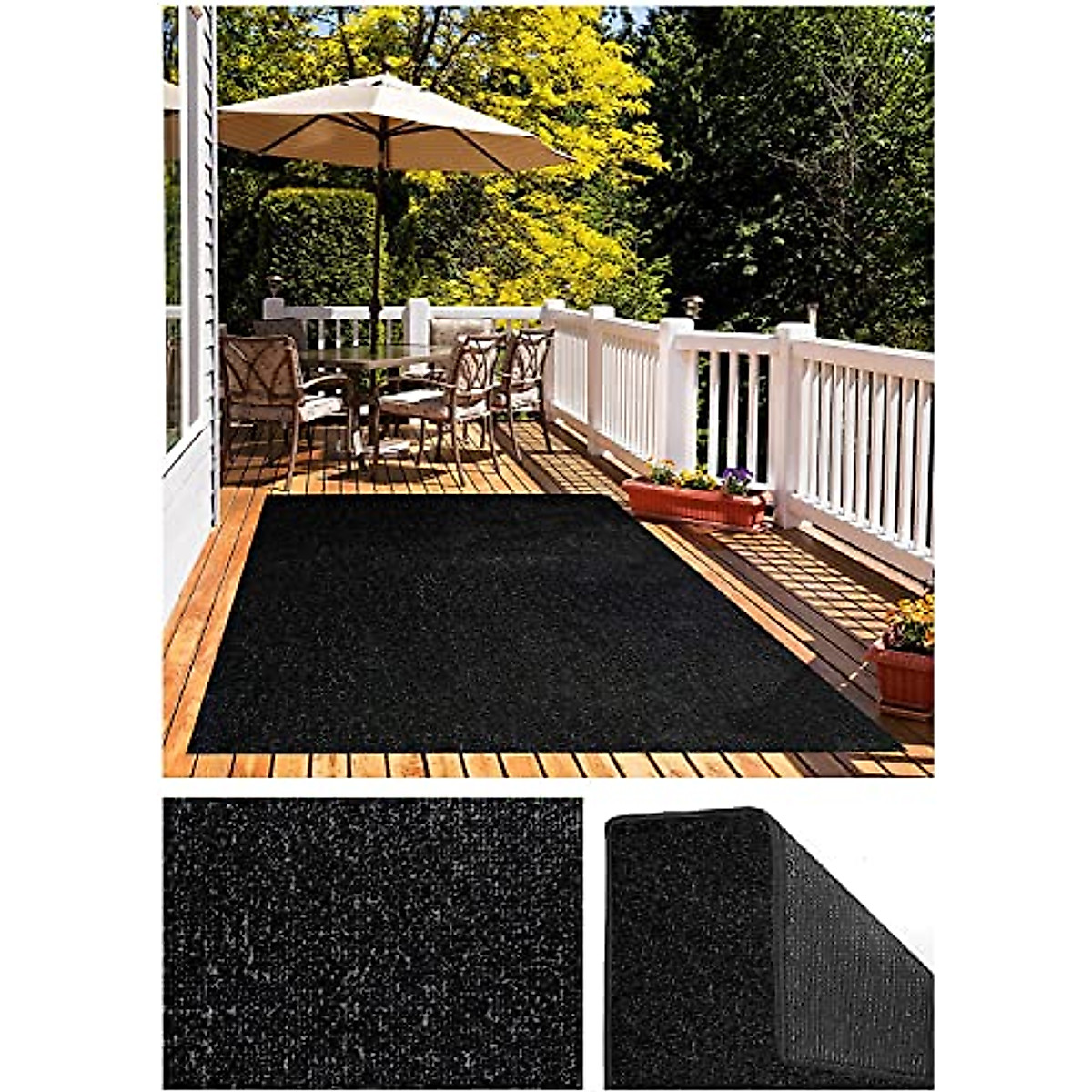 KOECKRITZ Black Top Indoor - Outdoor Artificial Grass Turf Area Rugs. Lightweight and Flexible for Easy Portability. Many (6' x 18')