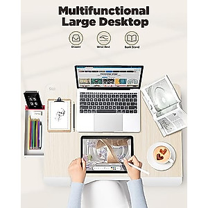 SAIJI Folding Bed Desk for Laptop, Eating Breakfast, Writing, Gaming, Extra Large 25.6" x 19.3" Portable Floor Stand Laptop Desk Table for Adult,Kids, Wood Bed Tray Table Lap Desk