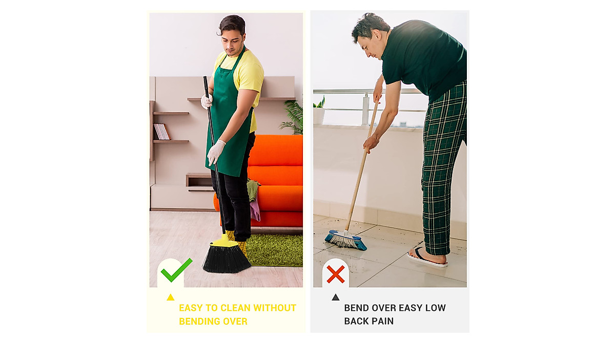 Heavy Duty Commercial Brooms 8 Pack for Indoor Outdoor Cleaning