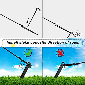 Yinkin 18 Sets Inflatable Stakes Replacement Yard Inflatable Plastic Stakes and Tethers for Christmas Lawn Tents Pegs Blow up Stakes for Inflatables Camping Tents Outdoor Camping Canopy(Black)