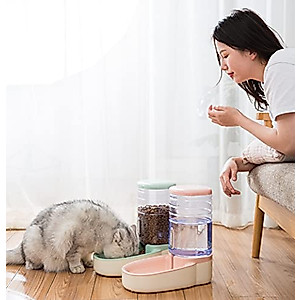 MGMNGY Pet Supplies Cat/Dog High Capacity Feeder and Water Dispenser Set, Natural Gravity Without Electricity, Water Storage Capacity 3.8L, Grain Storage Capacity 2.1kg, Blue
