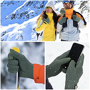 Unaone Winter Gloves for Men, Touch Screen Texting Warm Gloves Cold Weather Gloves with Soft Knit Lining and Elastic Cuff, Green