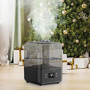 Humidifier for Bedroom Large Room, MORENTO 4.5L Top Fill Cool Mist Humidifier for Baby and Plants, Essential Oil Diffuser, Last up to 50Hrs with Night Light, Humidity Setting, Auto Shut-Off, Black