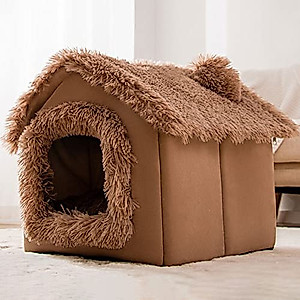 EastVita Pet House Ultra Soft Bed for Cat Dogs,Igloo Dog House Pet Sleep House Removable Washable Warm Cave Hideout House Indoor Tent Huts for Pet Kittens Puppy L19.2x15.3x18in