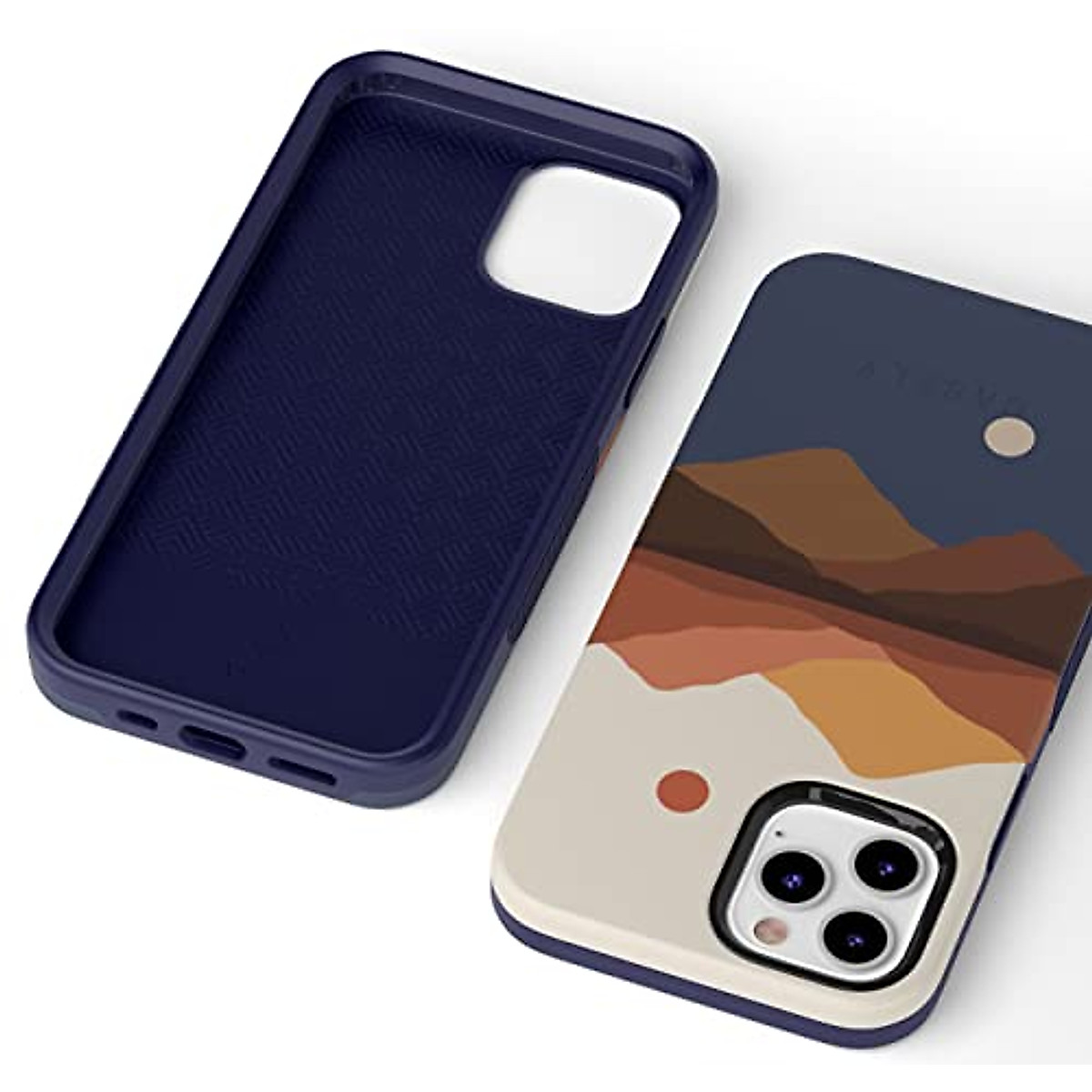 Casely iPhone 12/12 Pro Case | Compatible with MagSafe | Opposites Attract | Day & Night Colorblock Mountain Case