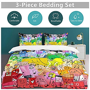 SHELLCELL Bfdi-Battle for Dream 3 Pieces Duvet Cover Set, Soft Bedding Comforter Cover Set with Zipper Closure, 1 Duvet Cover and 2 Pillowcases for Bedroom All Season 79""x90"", Style 2