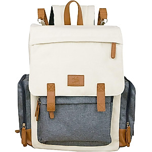 Cutie Carry Diaper Bag Backpack with Baby Pad Insulated Pocket Stroller Straps Wipe Dispenser Padded Shoulder Large Fashion Bags Dad or Mom Grey Cream