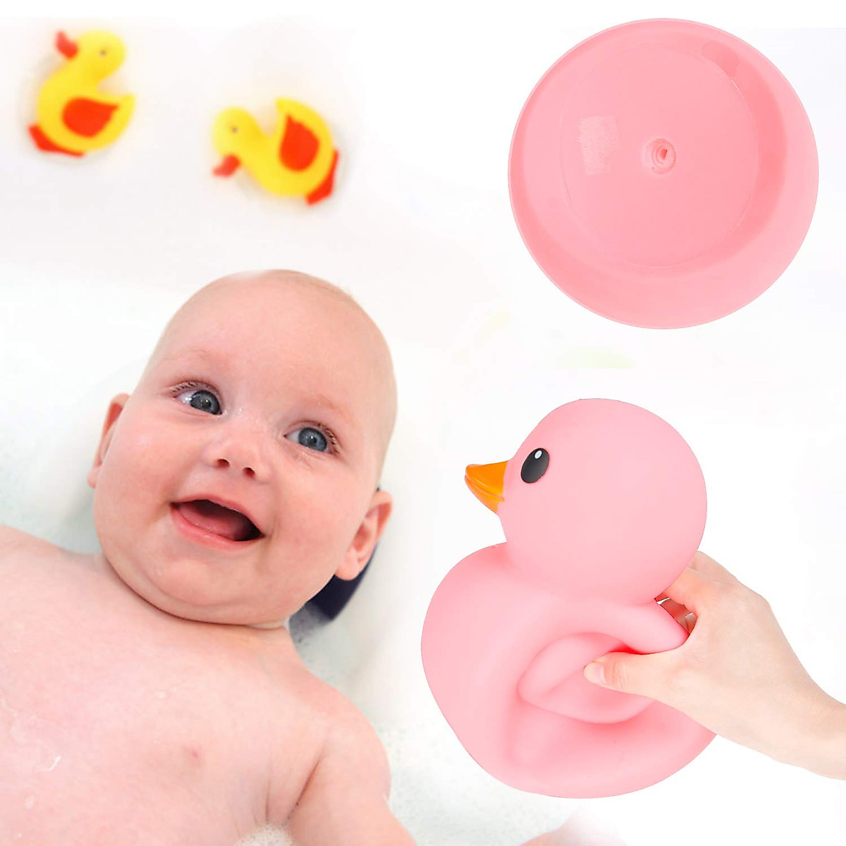 Jumbo Rubber Duck Bath Toy - Giant Ducks Big Duckie Baby Shower Birthday Party Favors 8-Inches (Pink)