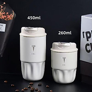 Insulated Coffee Cup for Tesla Model X,Insulated Coffee Tumbler Stainless Steel to Go for Hot/Ice Coffee Tea with Seal Lid nsulated Beverage Containers,White-260ml