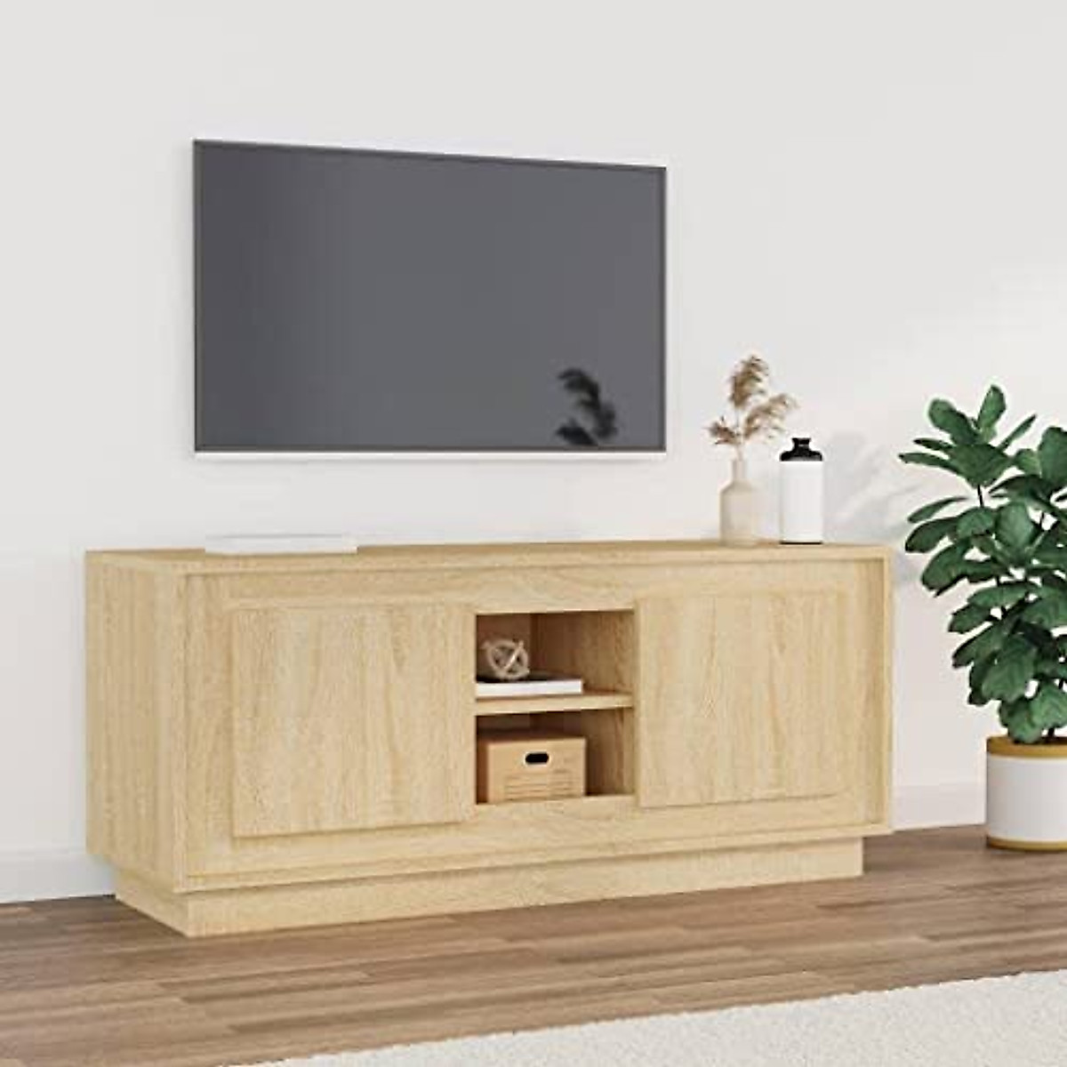 GaRcan TV Cabinet Media Furniture Sideboard Entertainment Centre TV Console Media Unit HiFi Cabinet Concrete Grey 102x35x45 cm Engineered Wood (Sonoma Oak)