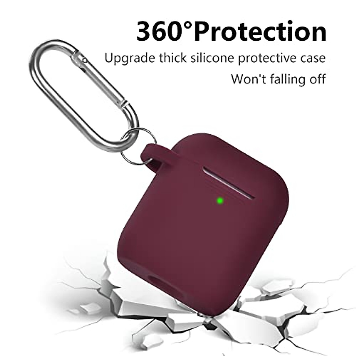 Filoto Airpod 2nd Generation Case, 2 Packs Silicone Protective Accessories Cover with Keychain for Women Men, Apple Airpods 2&1 Earbuds Wireless Charging Case (Black/Burgundy)