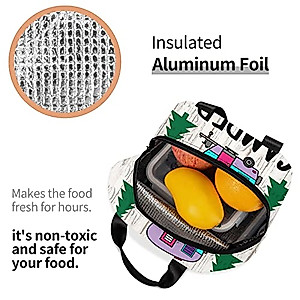 ZOBOTA Reusable Happy Camper Printed Handheld Lunch Bag, Insulated Lunch Box For Men And Women, For Work, Picnics Or Travel