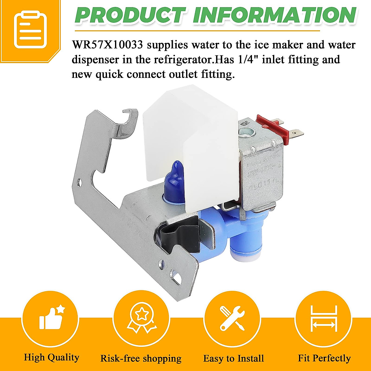WR57X10033 Refrigerator Water Inlet Valve with Guard by Techecook - Fit for GE Hotpoint Kenmore Refrigerator - Replaces AP3189335 914151 SWR57X0090 SWR57X0093
