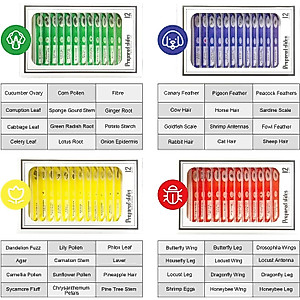 Jiusion 48Pcs Prepared Microscope Slides Specimen Animals Insects Plants Flowers Sample Biological Specimen, Stereo Microscope Slide for Kids Children Students Enlighten Education