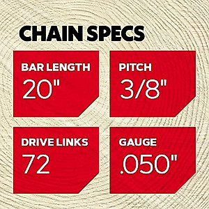 Oregon E72 PowerCut Replacement Chainsaw Chain for 20-Inch Guide Bars, 72 Drive Links, Pitch: 3/8" Low Vibration, .050" Gauge
