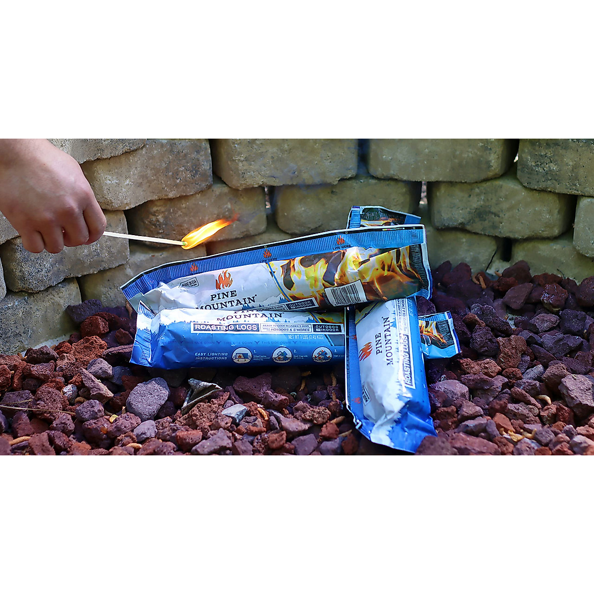 Pine Mountain Roasting Logs, Cooking firelogs for Campfire, Fireplace, Fire Pit, Outdoor and Indoor Use, 6 Pack