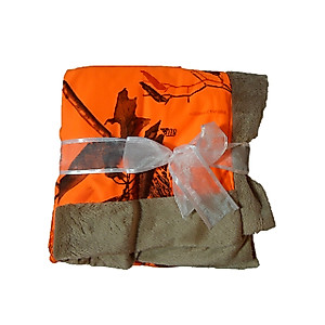 Realtree Blaze Orange Camo Baby Blanket Super Soft Faux Suede Front Microfur Backing 34 x 34 Camo Receiving Blanket