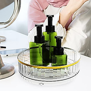 UPKOCH Turntable Organizer Rotating Condiment Rack Kitchen Cabinet Storage Container Cosmetic Makeup Organizers for Pantry Fridge Vanity Bathroom White Shelf Organizer