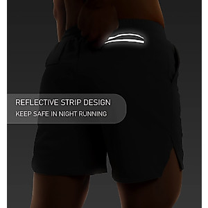 CNRUWE Mens Workout Running Shorts Lightweight Breathable Gym Athletic Shorts 5 inch Inseam Short Men with Zipper Pockets,Navy Blue M