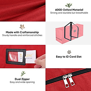 BALEINE 9 ft Christmas Tree Storage Bag, Heavy Duty 900D Oxford Fabric with Reinforced Handles and Dual Zippers Wide Opening, Extra Large Storage Container for Trees and Decorations (Red)