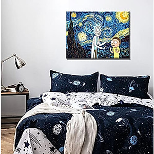 Catyendy Rick and Morty Canvas Wall Art Prints Oil Painting Posters Decor Boy's Room for Living Room Home Artwork Framed Ready to Hang 12" W x 16" H