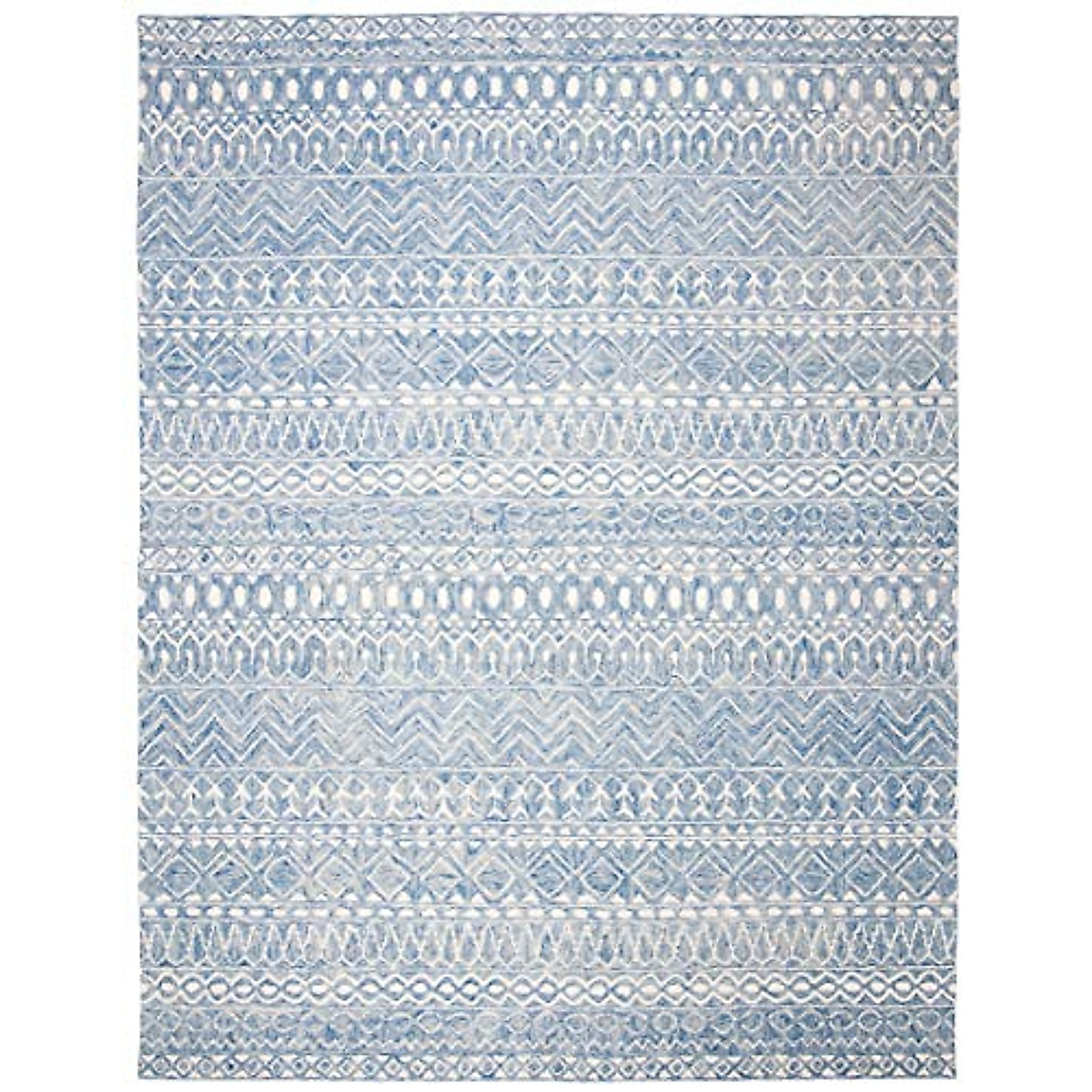 Safavieh Micro-Loop Collection 8' x 10' Blue/Ivory MLP502M Handmade Moroccan Boho Tribal Premium Wool Area Rug