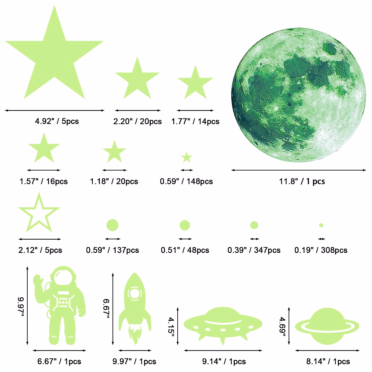 1078 PCS Glow in The Dark Stars for Ceiling, Glowing Stars for Ceiling Planets, Stars Wall Decals, Solar System Galaxy Space Nursery Wall Stickers Rocket Astronaut Kids Boys Room Decorations Bedroom