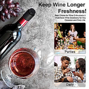 Loboo Idea Wine Pump Vacuum Stoppers, Wine Savers Vacuum Pump Stoppers For Glass Bottles (Black, 6pcs/box)