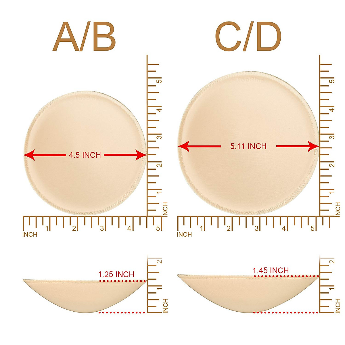 TopBine 3 pairs Round Soft Bra Inserts Pads Removable Sport Bra Cups inserts Mastectomy Bra Inserts For Bikini Top Swimsuit