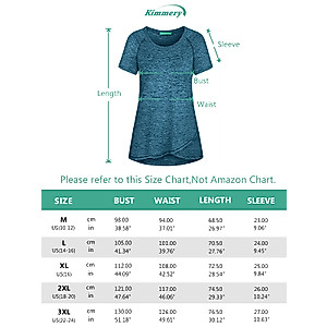 Kimmery Plus Size Tops for Women Workout Tops for Women Casual Summer Tops for Women 2024 Plus Size Top Ocean Blue Shirts 3XL