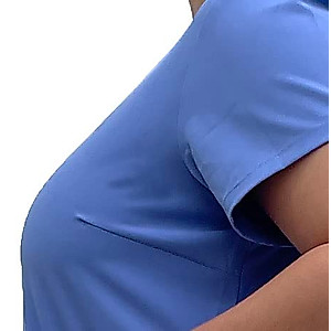 ANGIE UNIFORMS YOGAFLEX Tuck-in Top and Yoga Jogger Scrub Pants. Soft & Stretchy Tuck-in Set. (OLD BLACK, M)